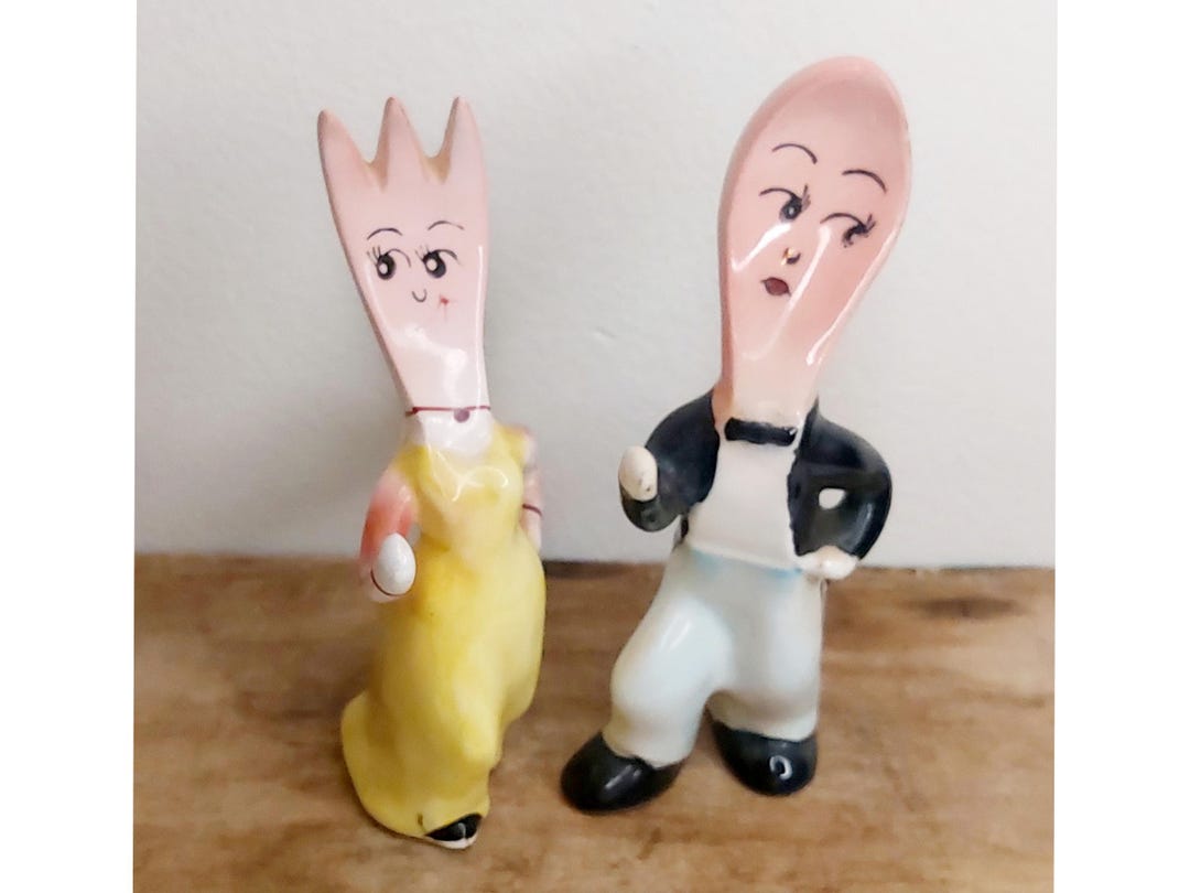 Vintage Enesco 1950's Anthropomorphic Dancing Fork & Spoon Salt and ...