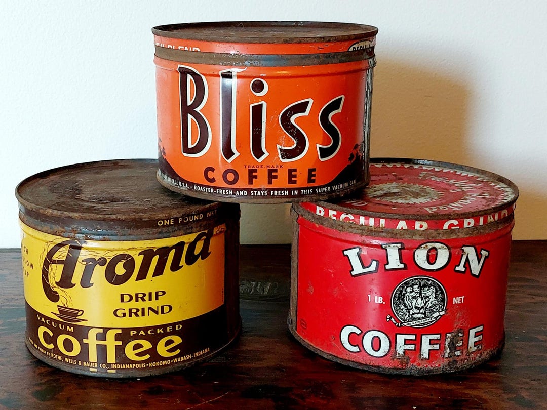 Vintage 1940s Coffee Cans, Vintage Advertising, Your CHOICE Aroma ...