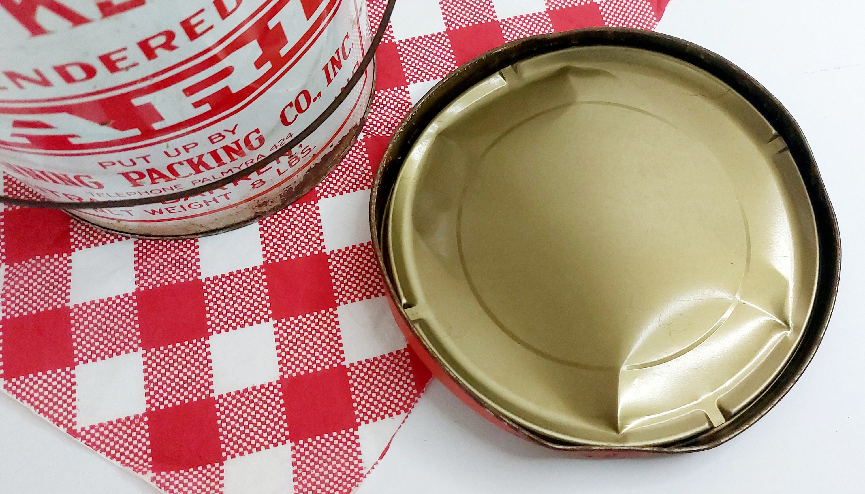Vintage Red and White Lard Adv Tin Can Wenning Packing Central Barren ...