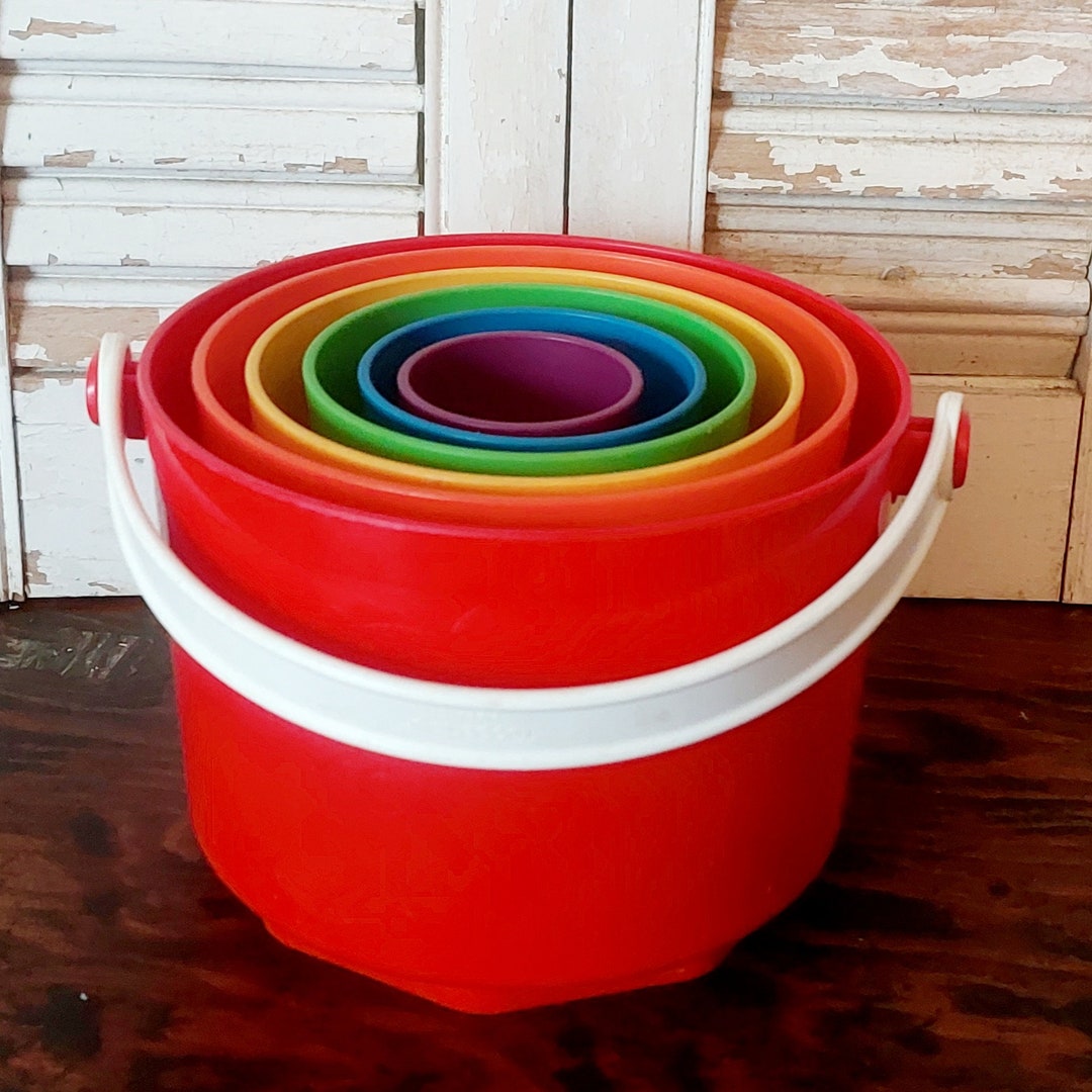 Tupperware Toys Tote-em Pails | Vintage Rainbow Nesting Buckets - Etsy