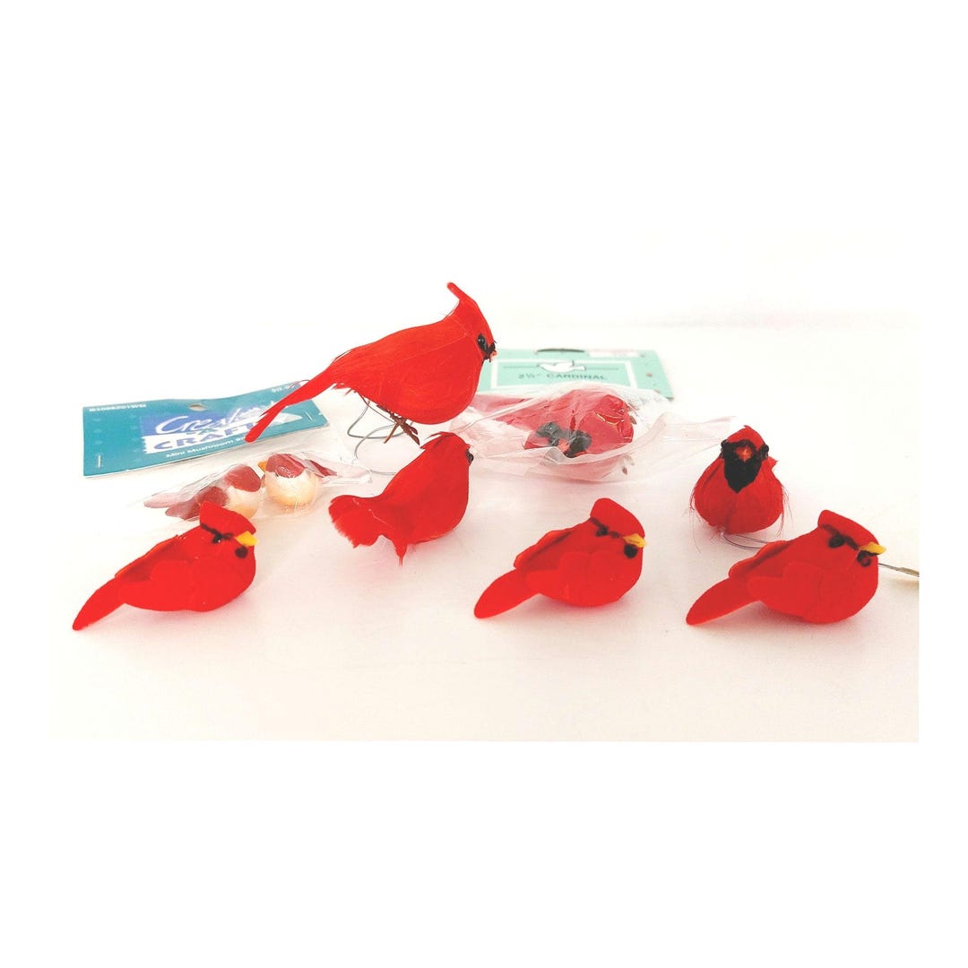 Vintage Craft Birds Red Cardinals and Mushroom Birds - Etsy