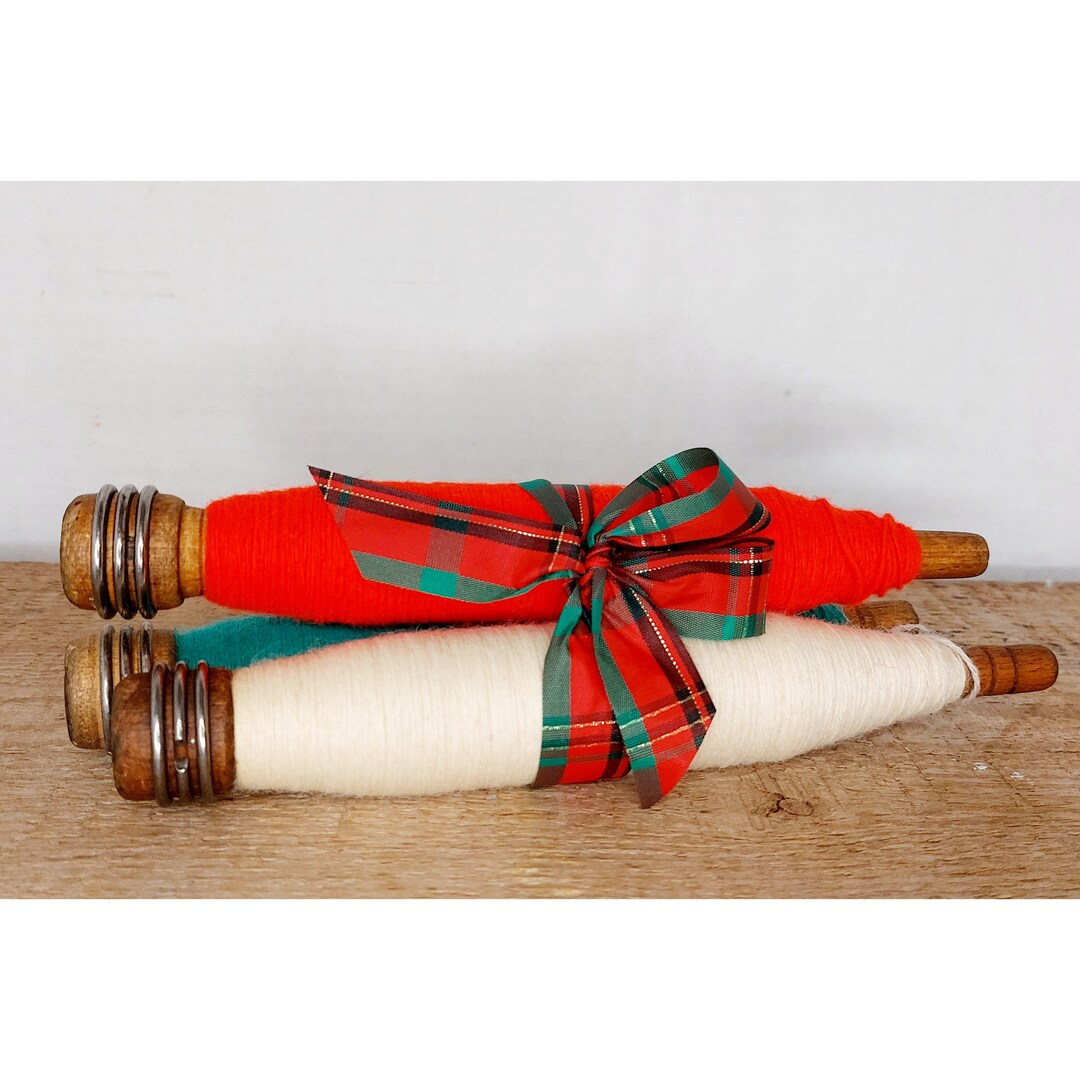 Antique Wooden Weaving Loom Shuttle Bobbins/spools, Set of 3, Red Green ...