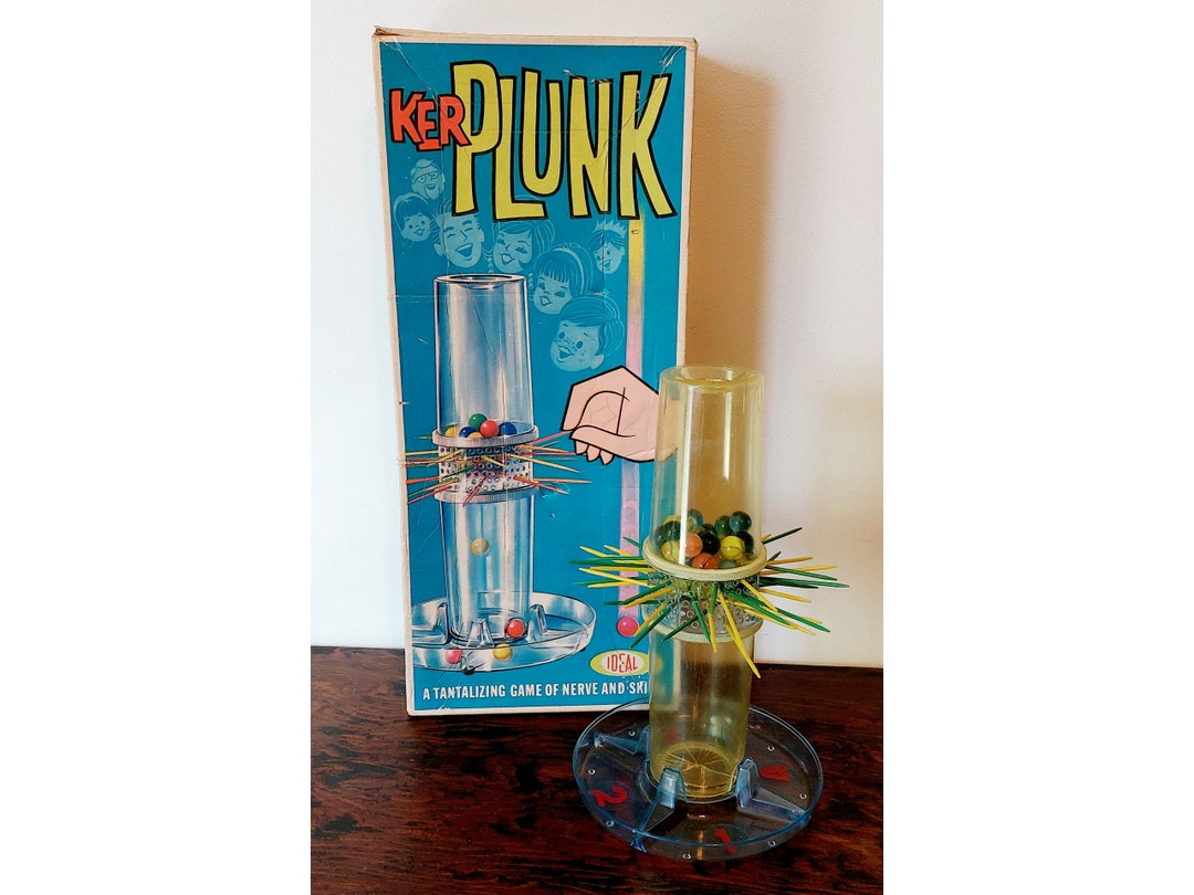 Vintage 1967 Kerplunk Game by Ideal~original Box, Cat Eye Marbles ...