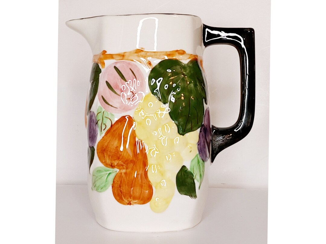 Sculpted Midcentury Sculptured Fruit Pitcher 44 Oz Blue Ridge Southern ...