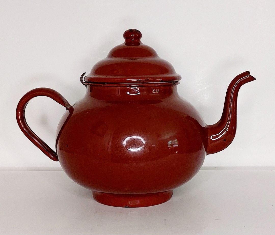 Vintage Vollrath Brown Enamel Tea Pot, 1960's Brown Enamel Tea Pot - Etsy
