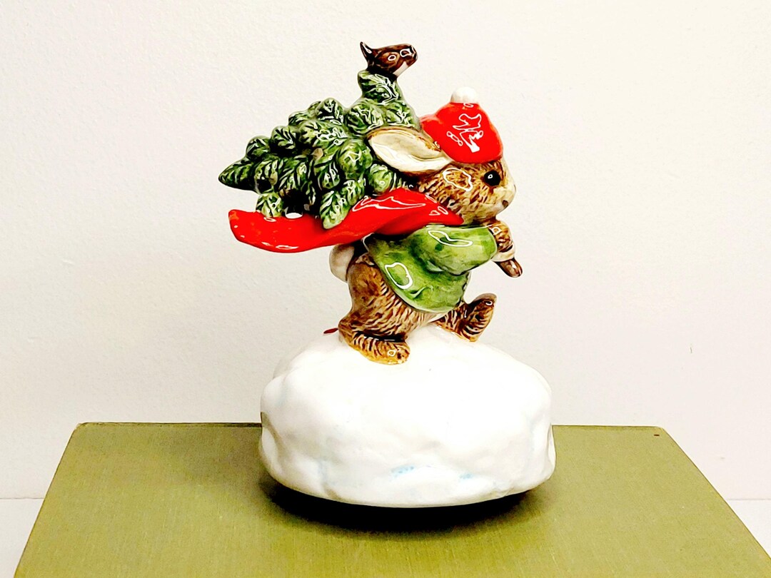 Vintage Handcrafted Otagiri Christmas Mouse Music Box Carrying ...