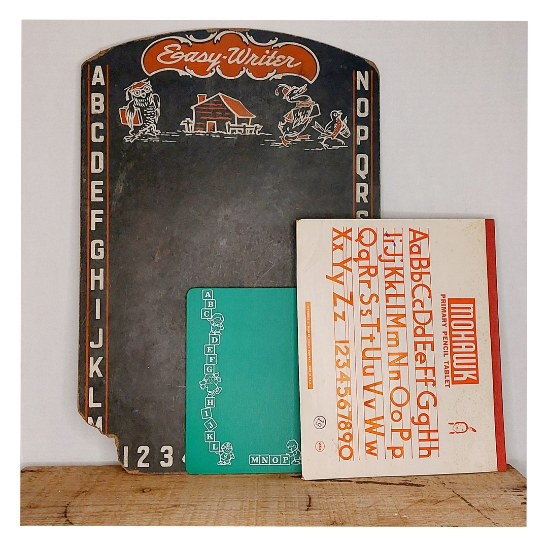 Vintage Easy Writer Black Chalkboard, ABC Green Chalkboard and Mohawk ...
