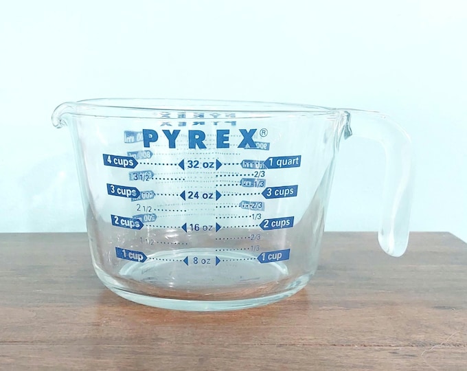 Vintage Pyrex Glass Blue Lettering 4 Cup 32oz 1 Qt Measuring Cup - Etsy