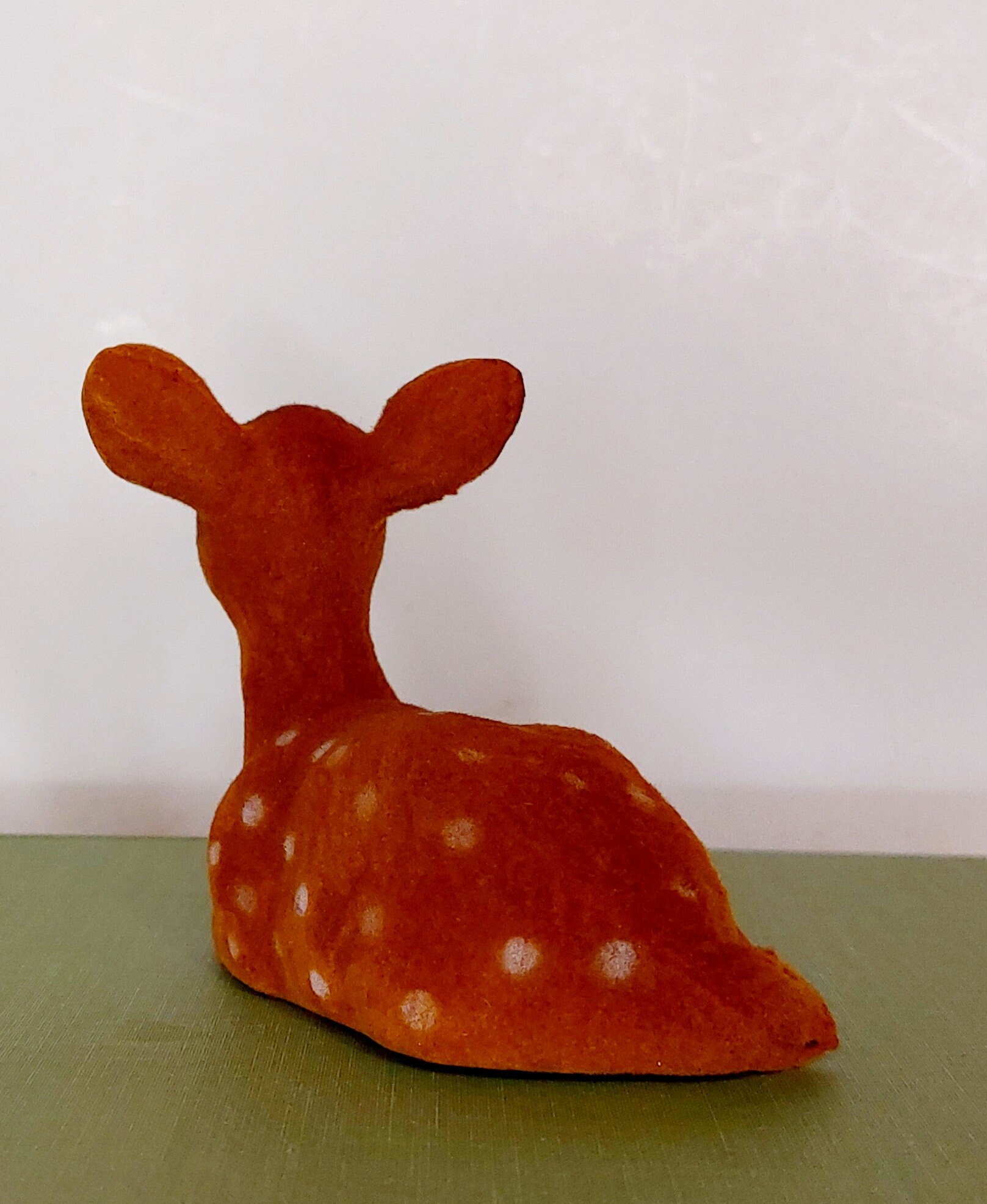 Midcentury Flocked Blow Mold Deer Fawn Glass Eyes Made in Hong Kong - Etsy