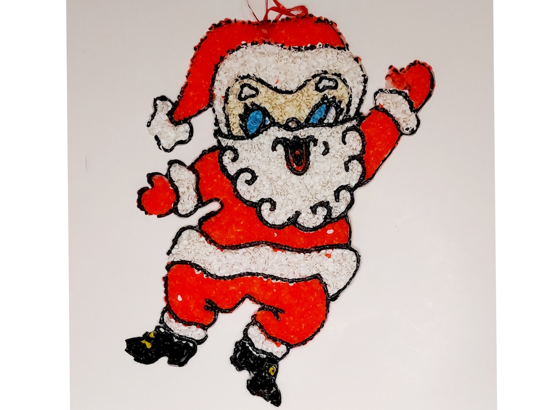 Santa Claus Popcorn Christmas Wall Hanger Plastic Popcorn 1970s Holiday ...