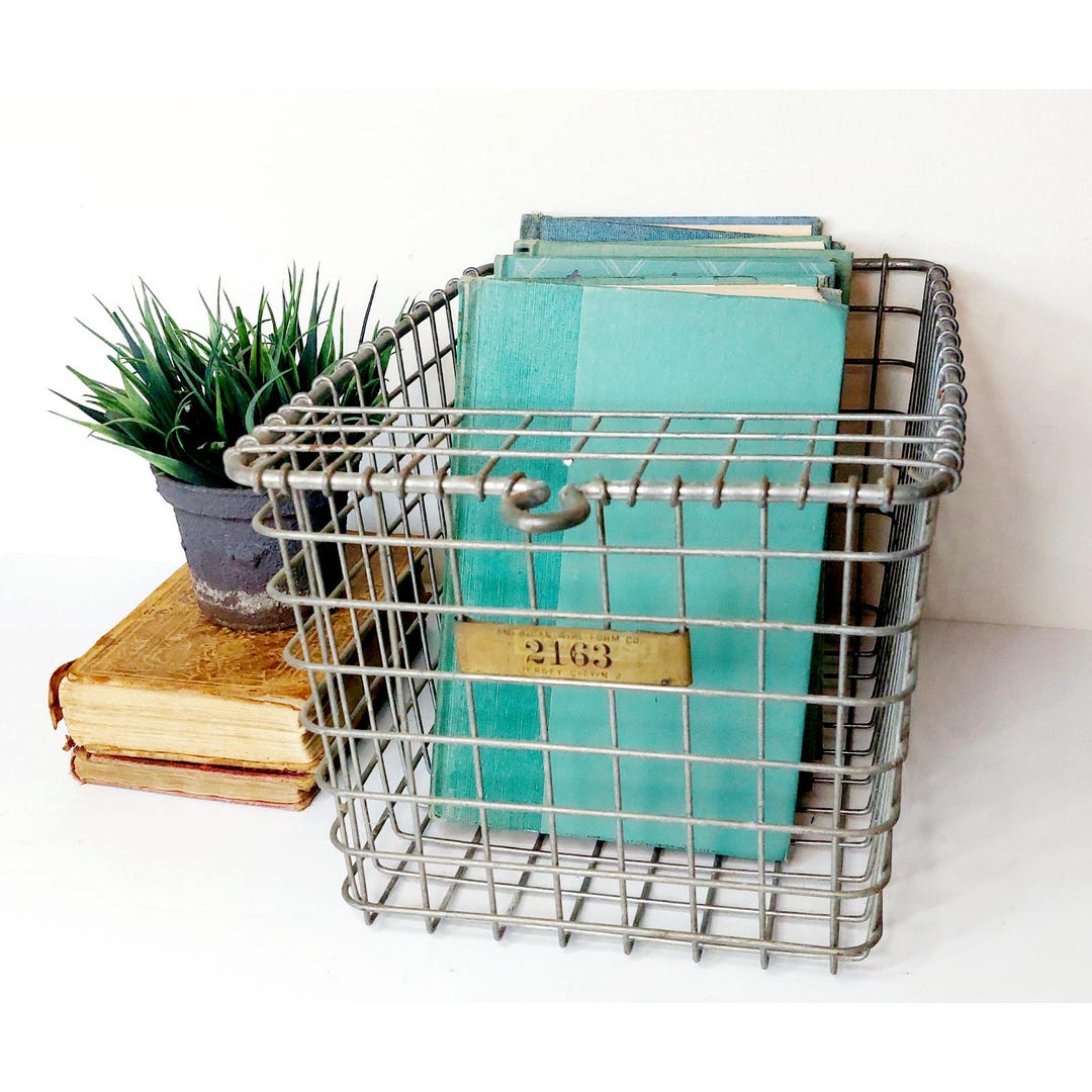 Vintage Wire Locker Basket - 2163 Jersey City NJ Heavy Gauge Wire Gym ...