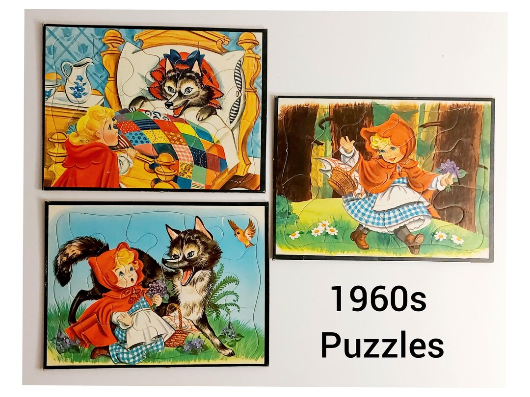Vintage 1960s Little Red Riding Hood Cardboard Tray Puzzles Set of 3 - Etsy