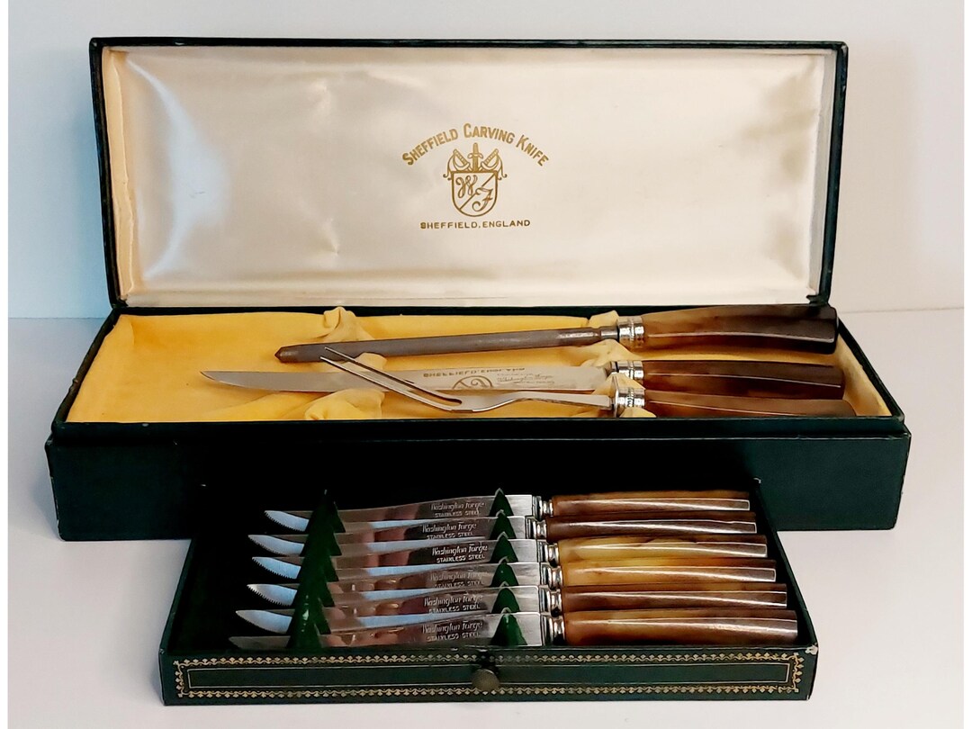 Vintage Bakelite Carving Set Original Case, Washington Forge Knife Set ...