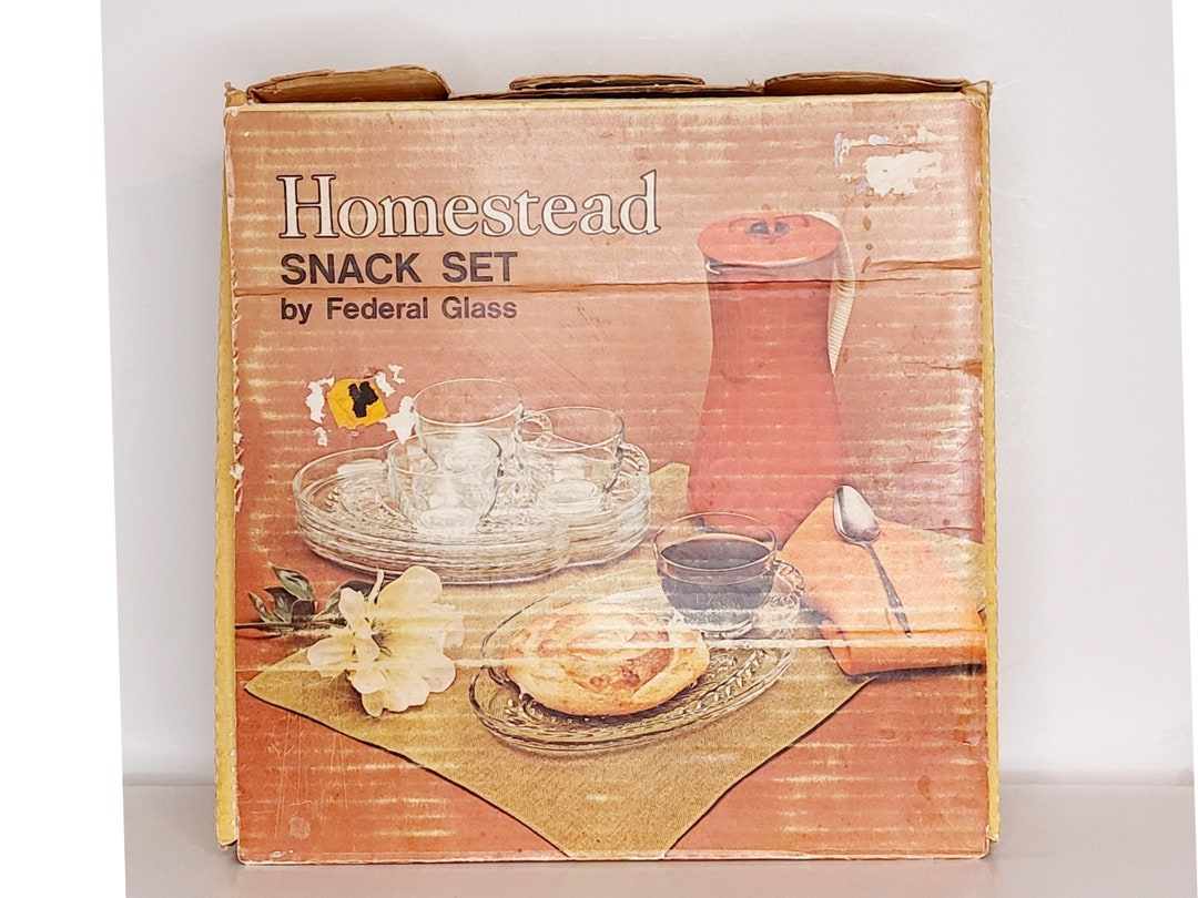 Midcentury Homestead Snack Set Vintage 1950s by Federal Glass Four ...