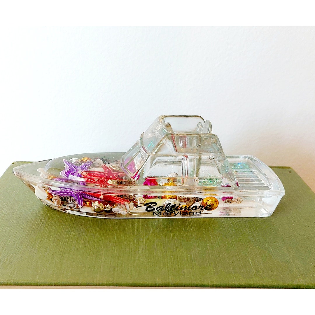 Vintage Baltimore MD Ship Souvenir Paper Weight Clear With Floating ...