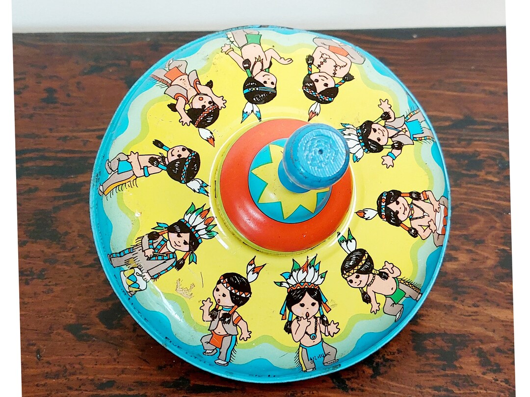 Vintage 1960's Ohio Art Tin Lithography Children's Large Toy Spinning ...