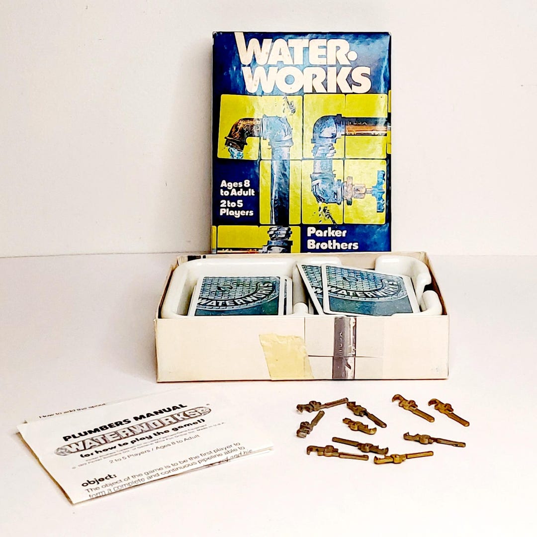 Vintage 1976 Parker Brothers WATER WORKS the Leaky Pipe Card Game With ...