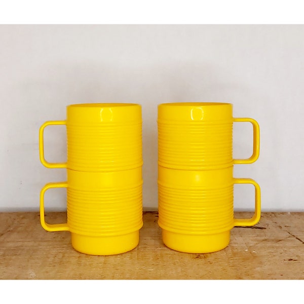 Vintage Yellow Plastic Mug - Etsy