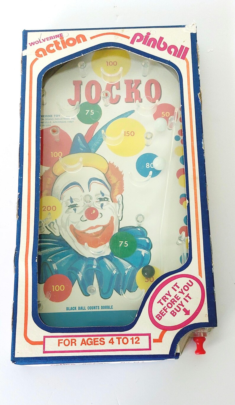 Vintage 1960s 'jocko the Clown' Tabletop Pinball Game Wolverine in ...