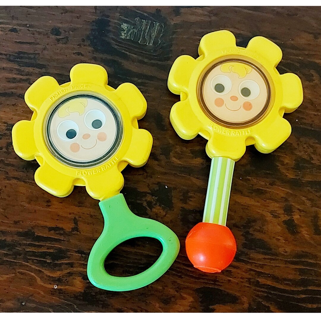 Vintage 1973 Fisher Price Made in USA Flower Rattles, Set of 2 - Etsy