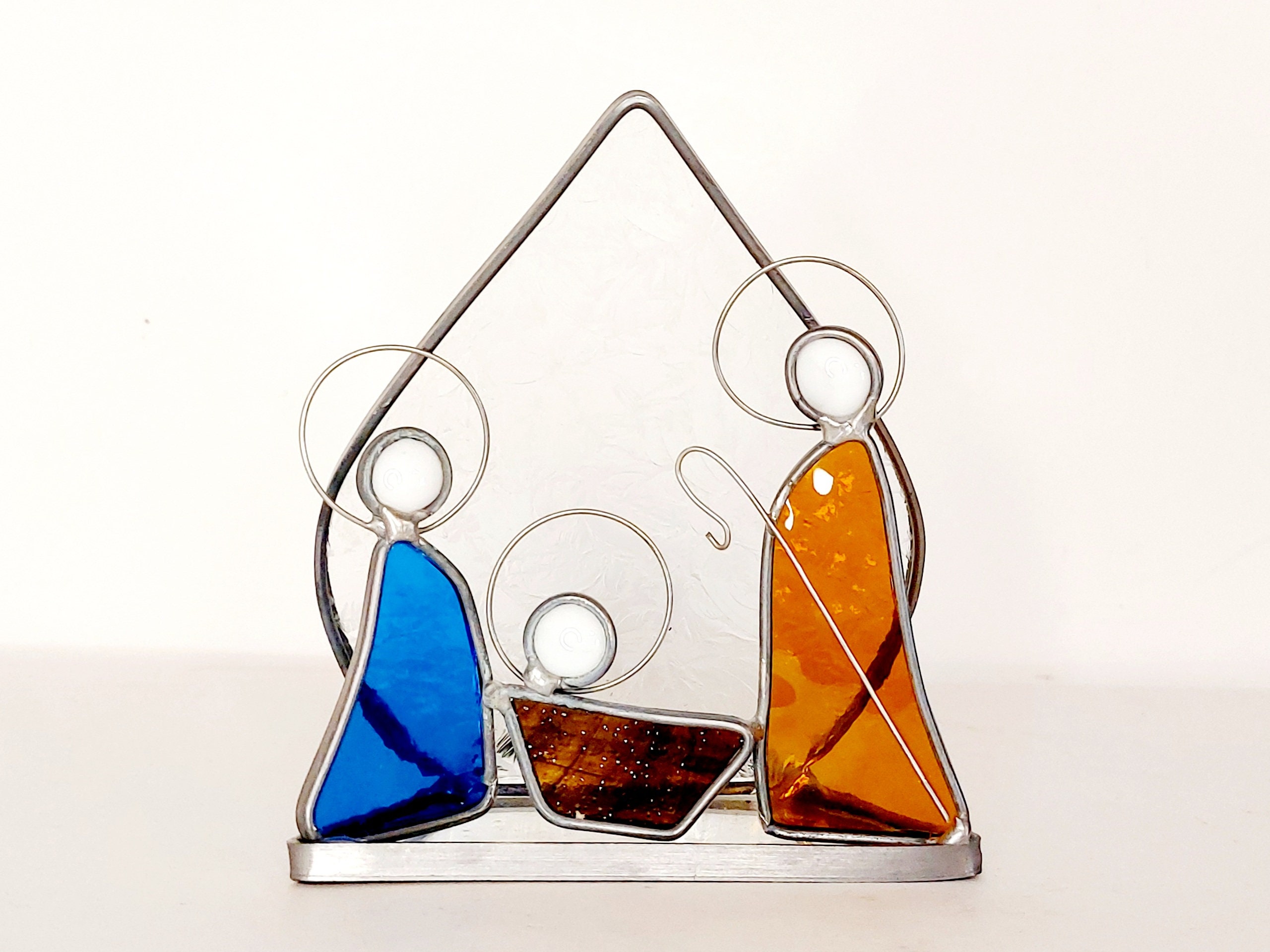 Stained Glass Nativity Christmas Decor Baby Jesus Mary Joseph 5 in Tall ...