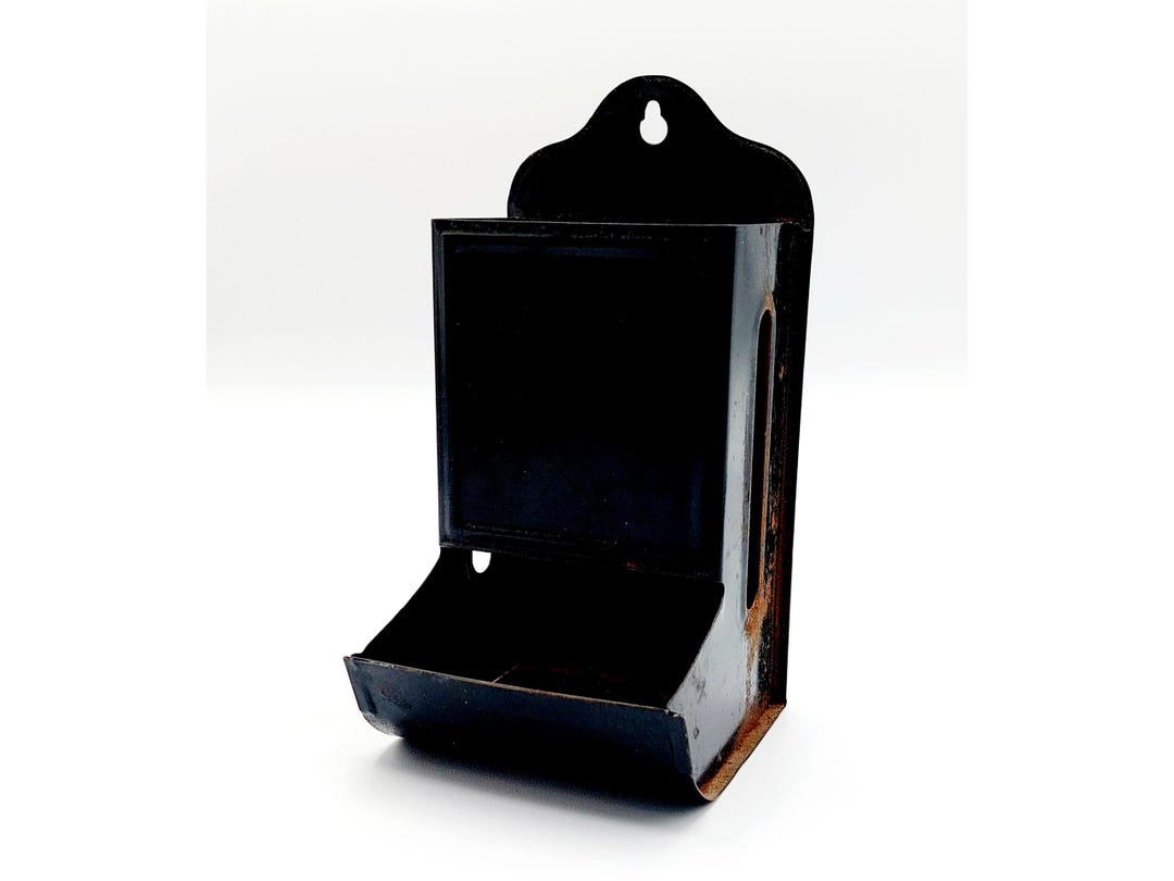 Vintage Black Metal Matchstick Holder, Tin Matchstick Keeper - Etsy