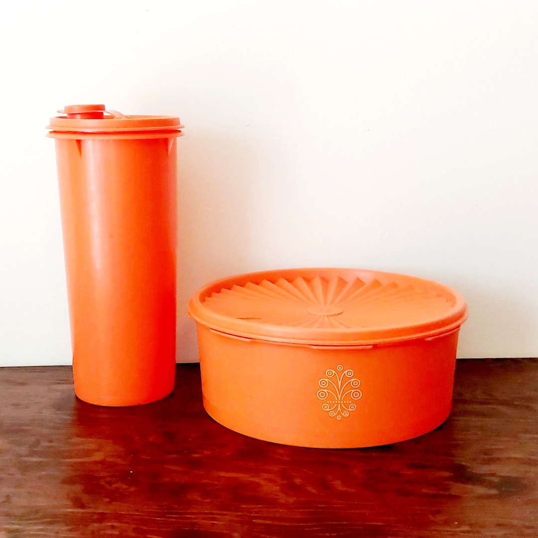 Vintage Orange Tupperware 1qt Handolier Container Pour Spout Lid and ...