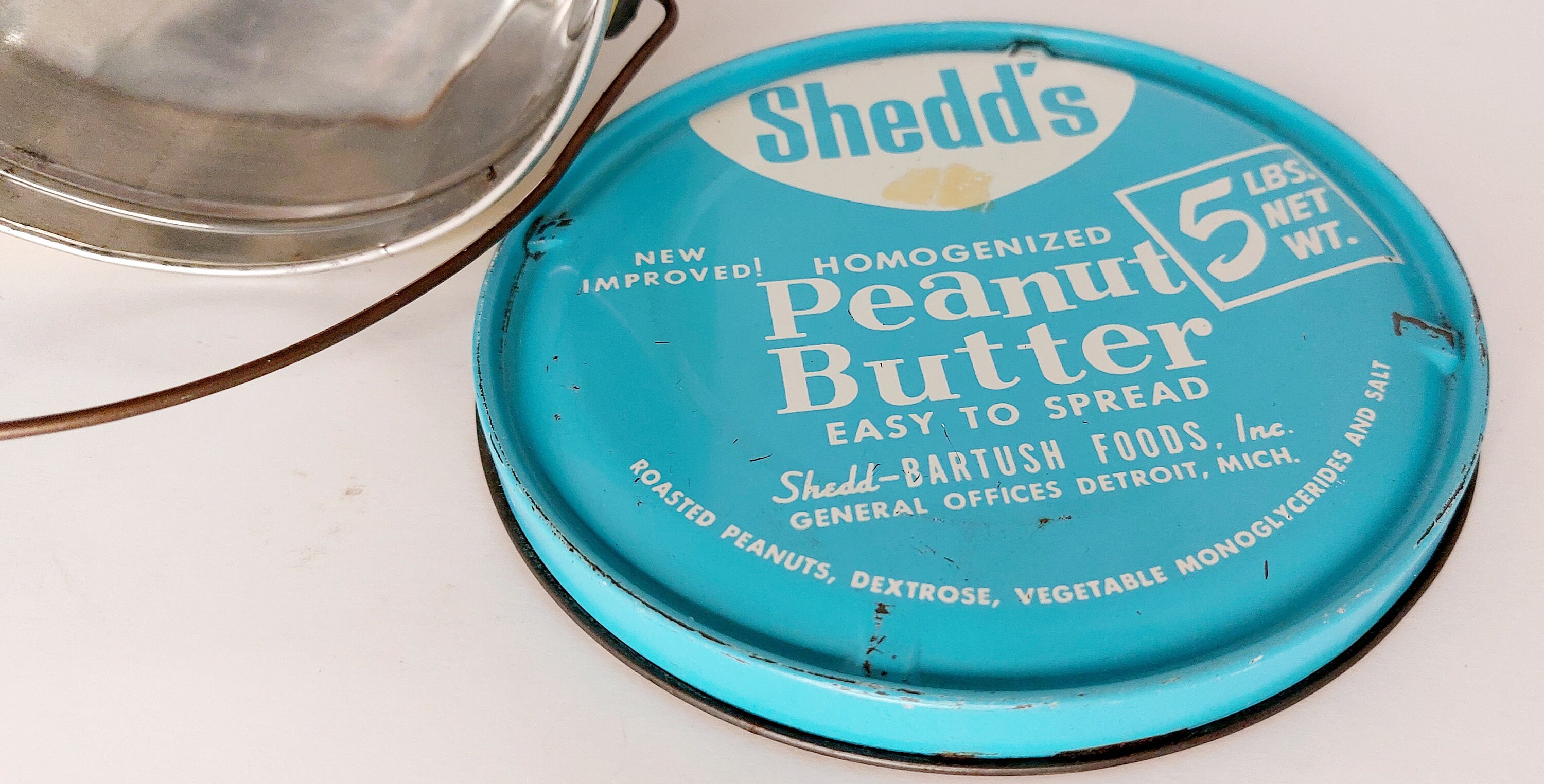 Vintage 1950s Shedd's Peanut Butter 5 Pound Tin Advertising Collectible ...