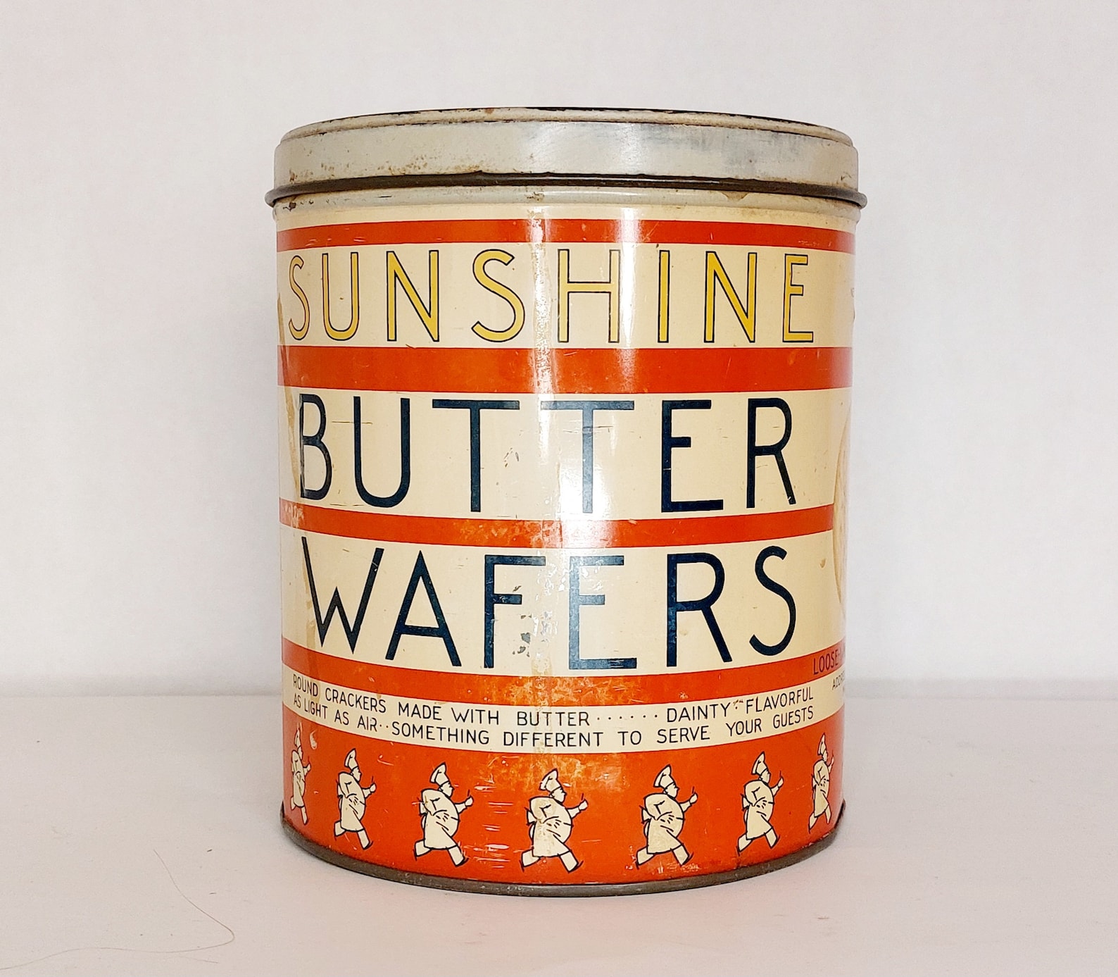 1940s Vintage Sunshine Butter Wafers Tin Can, Loose-wiles Biscuit Co in ...