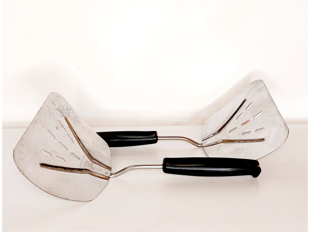 Vintage Foley Wide Curved Slotted Spatulas Stainless Steel Black ...