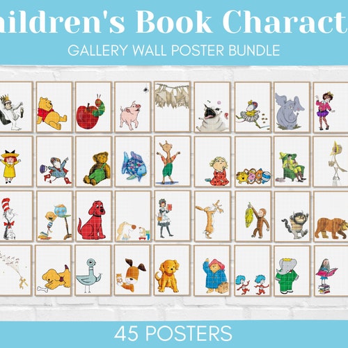 Children's Book Character Gallery Wall Posters Rainbow - Etsy