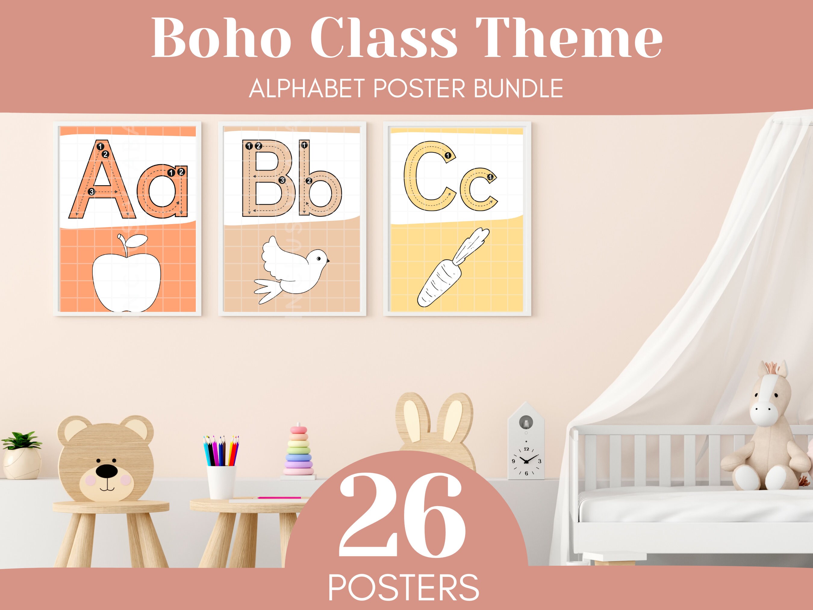 Boho Theme: Alphabet Posters Printable Posters Classroom - Etsy Australia