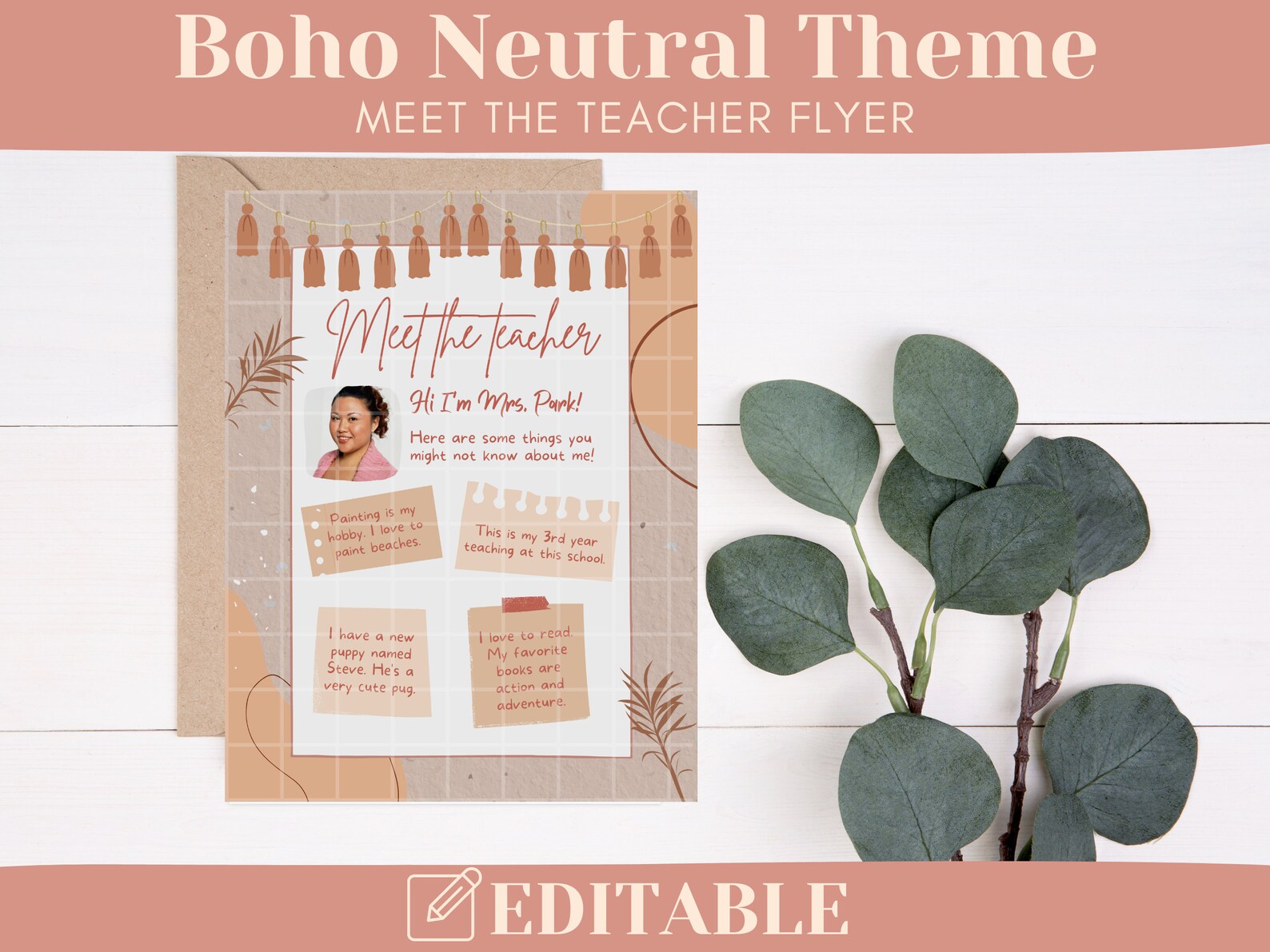 Boho Neutral Theme: Editable Meet the Teacher Printable Flyer - Etsy