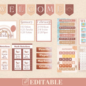 Boho Neutral Theme: Classroom Decor Bundle, Editable and Printable ...
