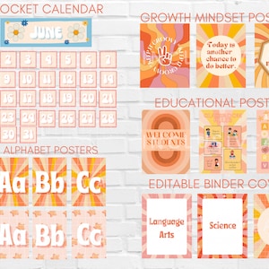 Groovy Retro Theme: Classroom Decor Bundle, Printable and Editable ...