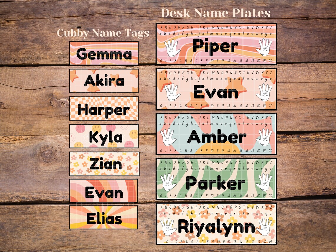 Groovy Retro Theme: Editable Name Tags, Printable Classroom Decor ...