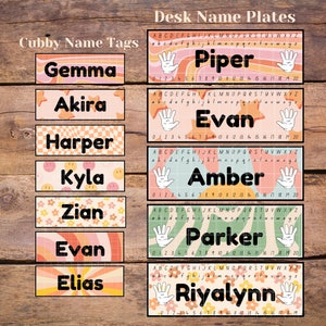 Groovy Retro Theme: Editable Name Tags, Printable Classroom Decor ...
