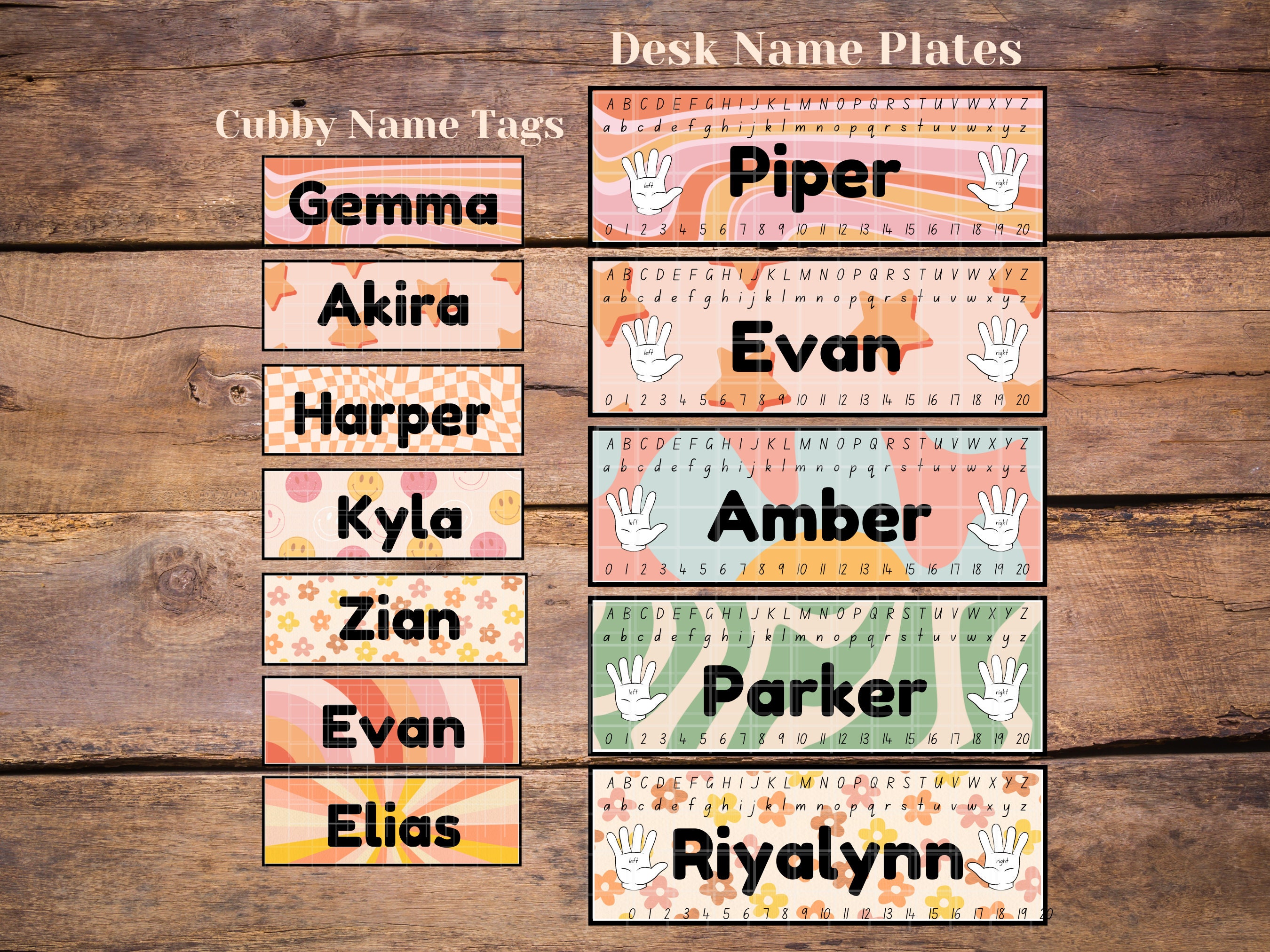 Groovy Retro Theme: Editable Name Tags Printable Classroom - Etsy