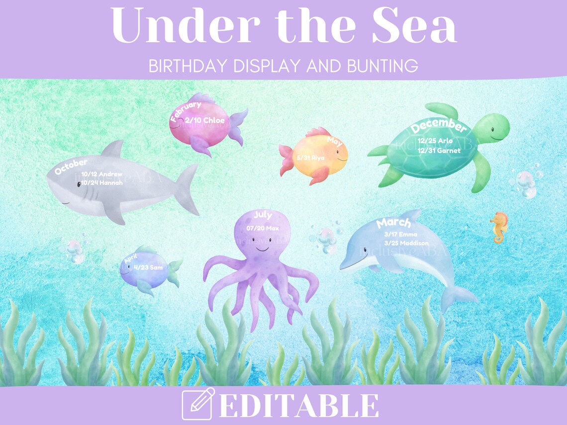 Under the Sea Theme: Editable Birthday Display Board - Etsy