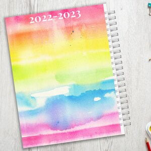 EDITABLE Rainbow Watercolor Teacher Planner, Canva Template, Teacher ...