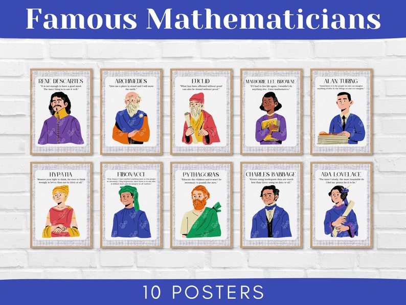 Famous Mathematicians Posters Classroom Decor Printable - Etsy