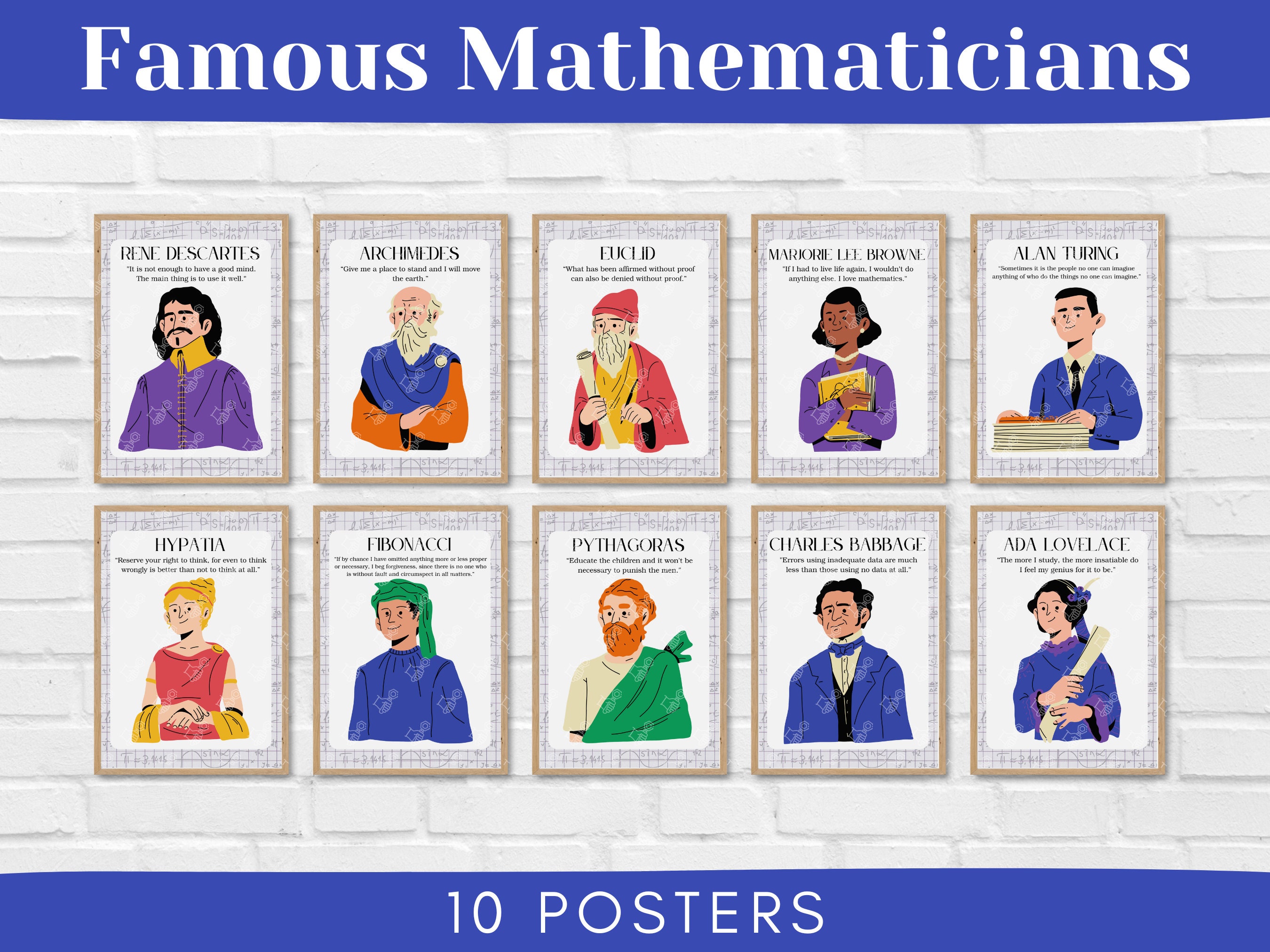 Famous Mathematicians Poster