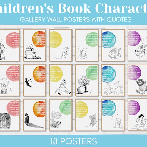 Children's Book Character Gallery Wall Posters Rainbow - Etsy