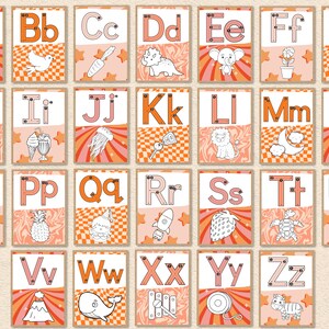 Groovy Retro Alphabet Posters, Printable Classroom Decor, Instant ...