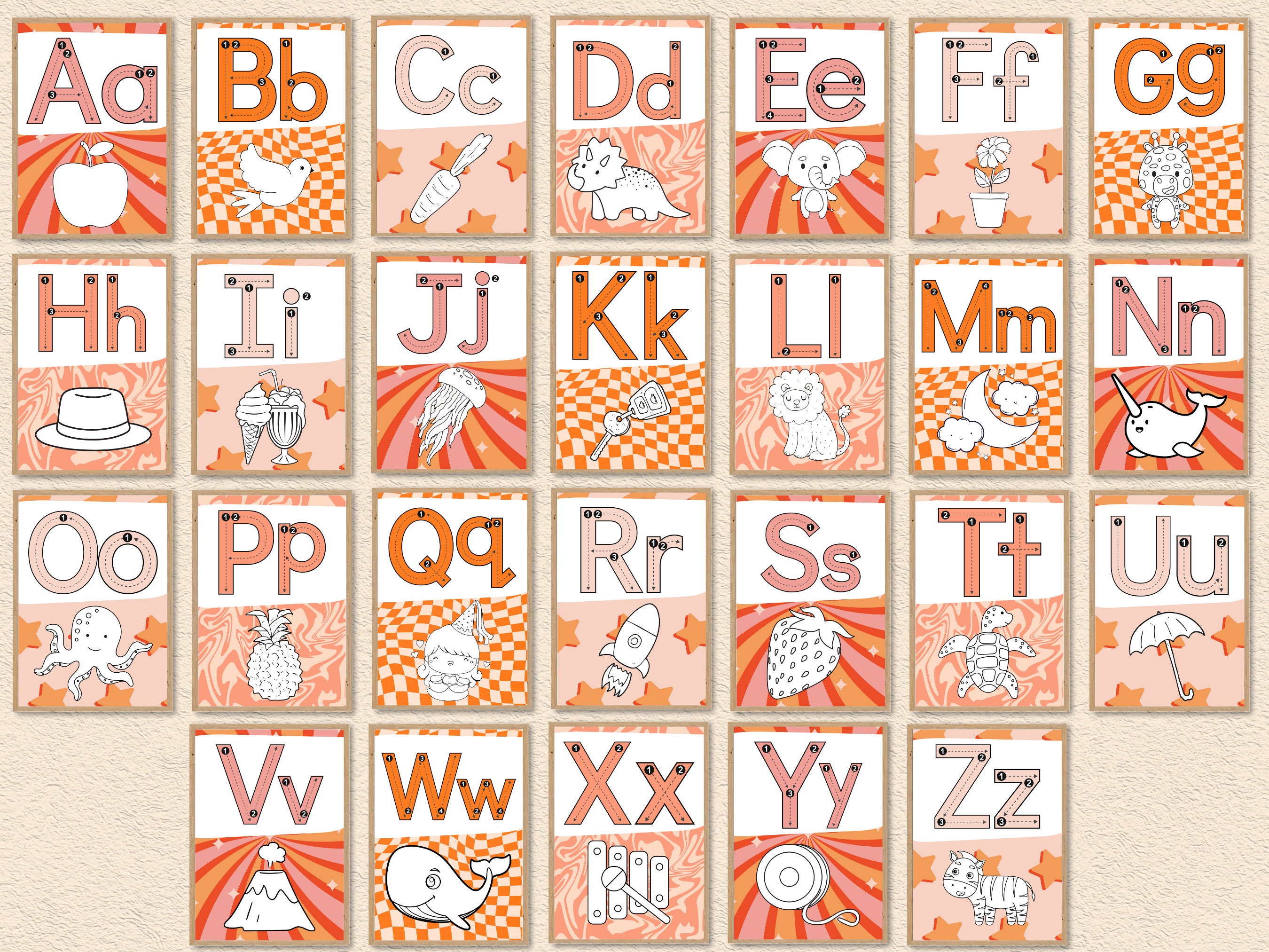 Groovy Retro Alphabet Posters, Printable Classroom Decor, Instant ...