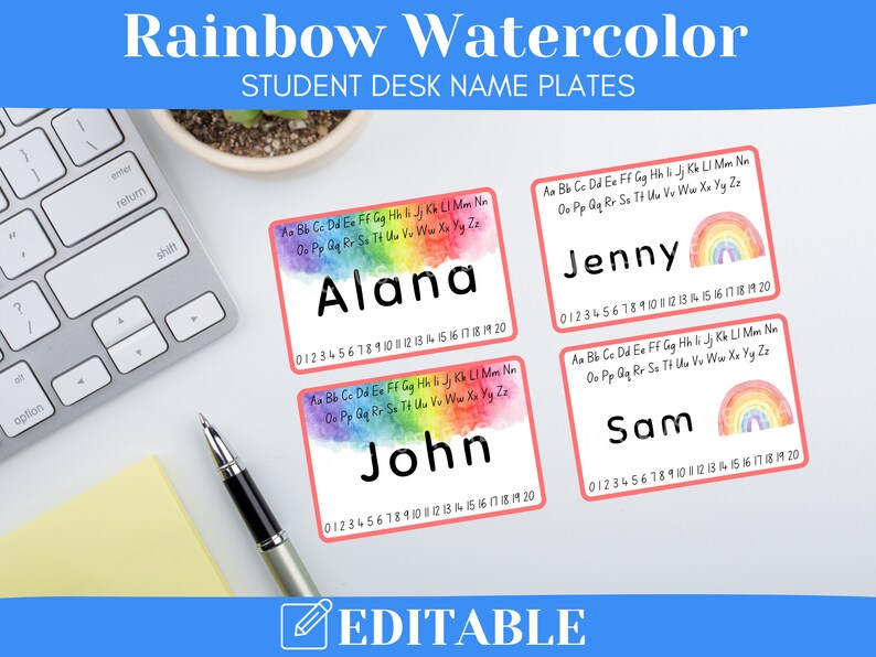 Rainbow Watercolor Theme: Classroom Decor Bundle, Editable Classroom ...