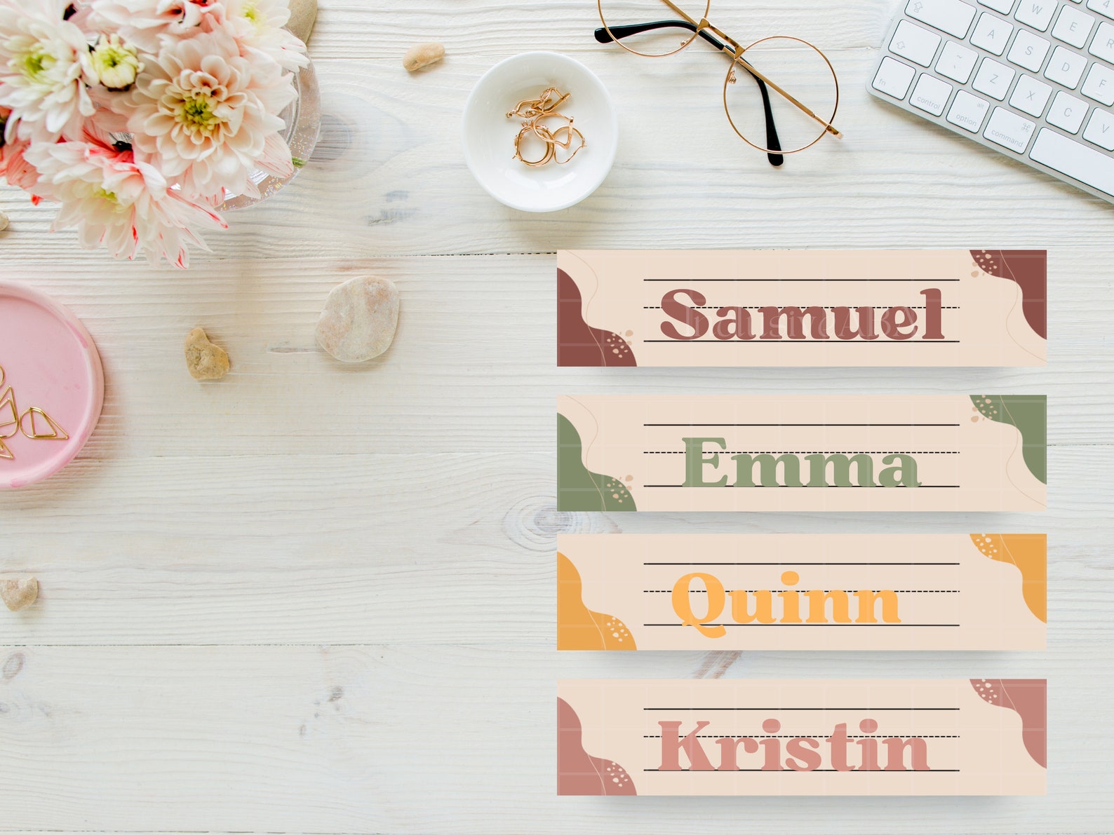 Boho Neutral Theme: Editable Name Tags Printable Class Decor - Etsy