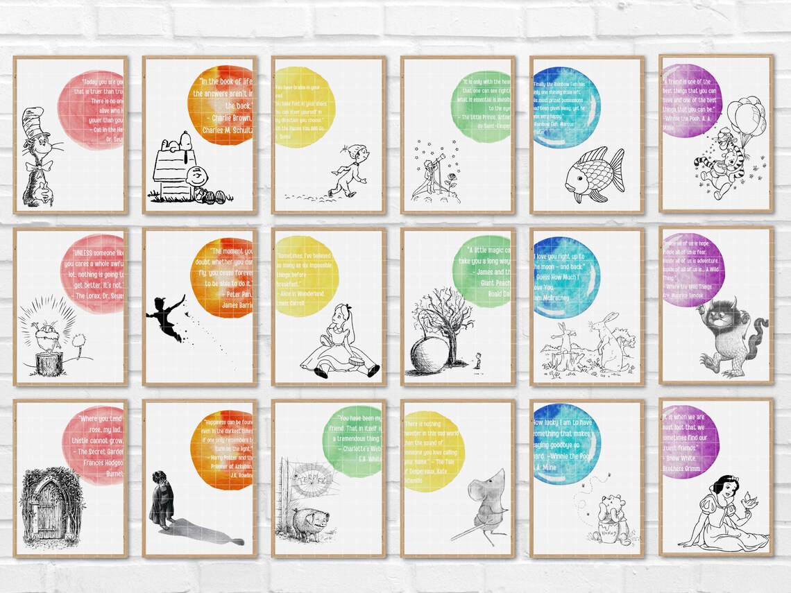 Children's Book Character Gallery Wall Posters Rainbow - Etsy