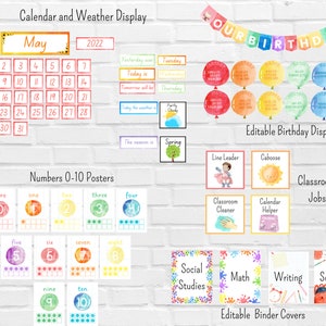 Rainbow Watercolor Theme: Classroom Decor Bundle, Editable Classroom ...