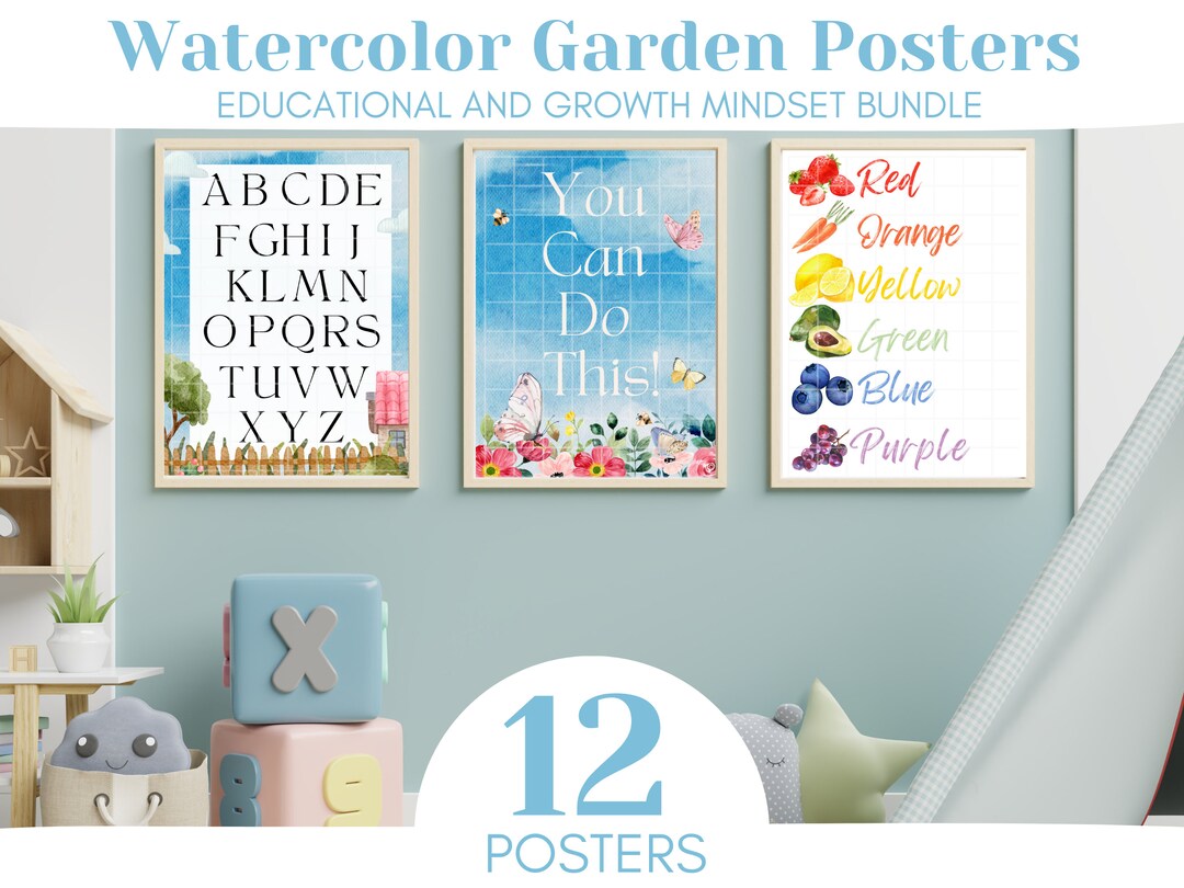 Watercolor Garden Theme: Posters, Positive Affirmations, Educational ...